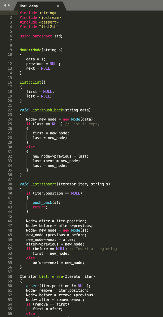 Change the linked list implementation of class List2 | Chegg.com