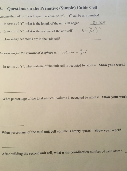Solved Primitive (Simple) Cubic 1. Build one unit cell: | Chegg.com