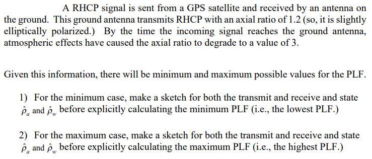 A RHCP signal is sent from a GPS satellite and | Chegg.com