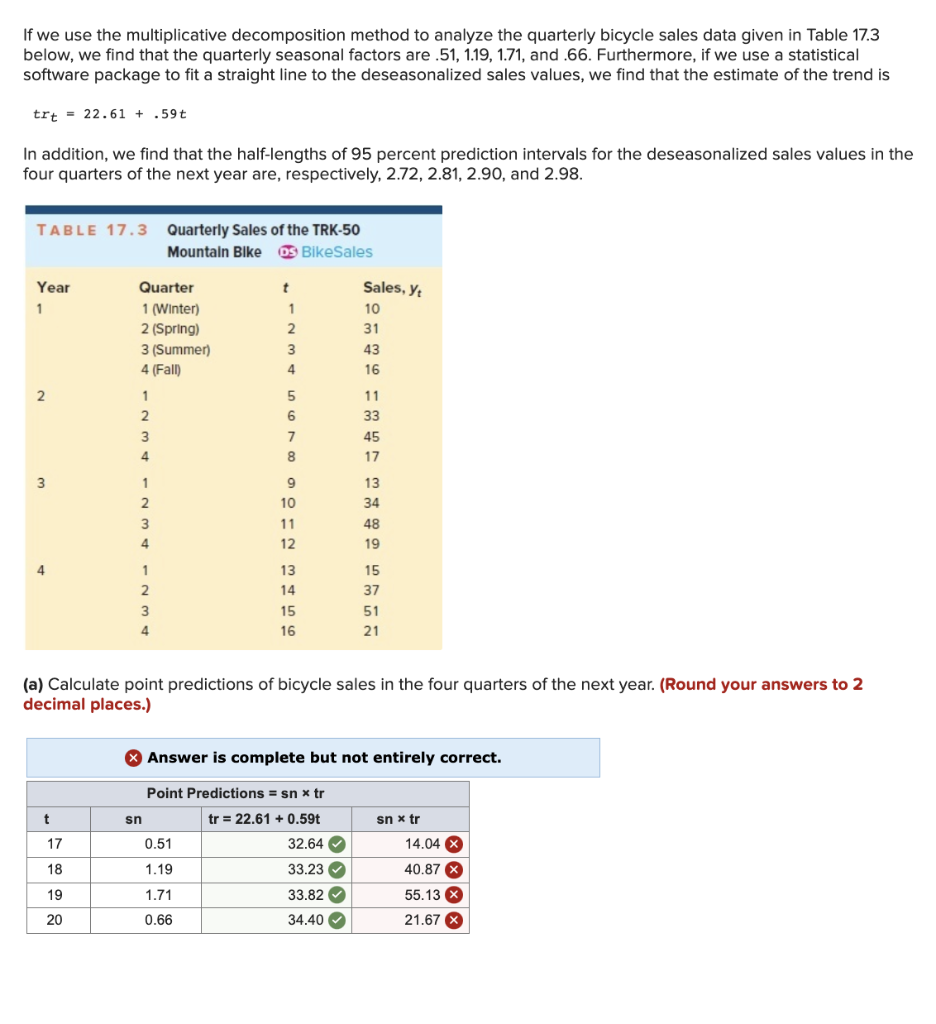 Solved If we use the multiplicative decomposition method to | Chegg.com