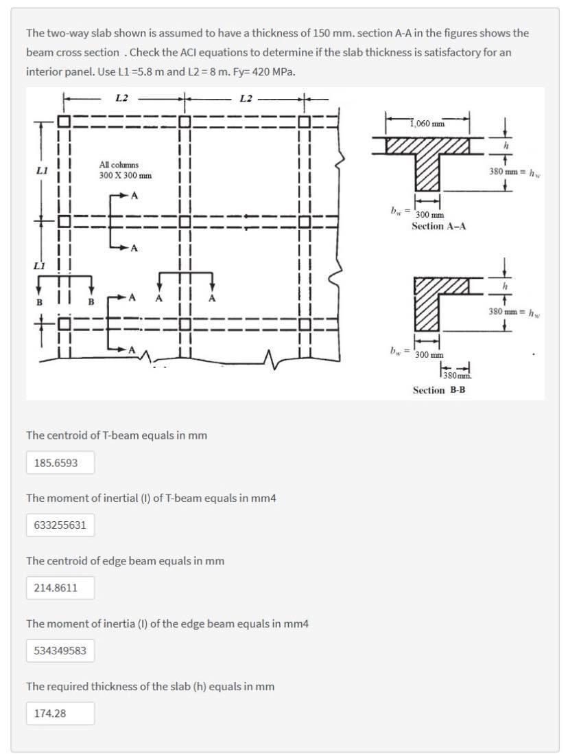 Solved The two-way slab shown is assumed to have a thickness | Chegg.com