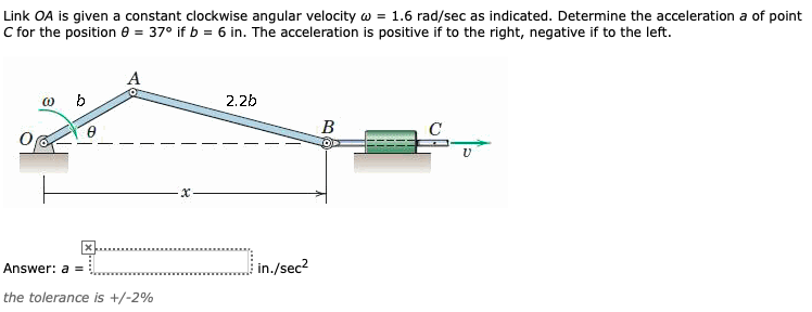 Solved Link OA is given a constant clockwise | Chegg.com