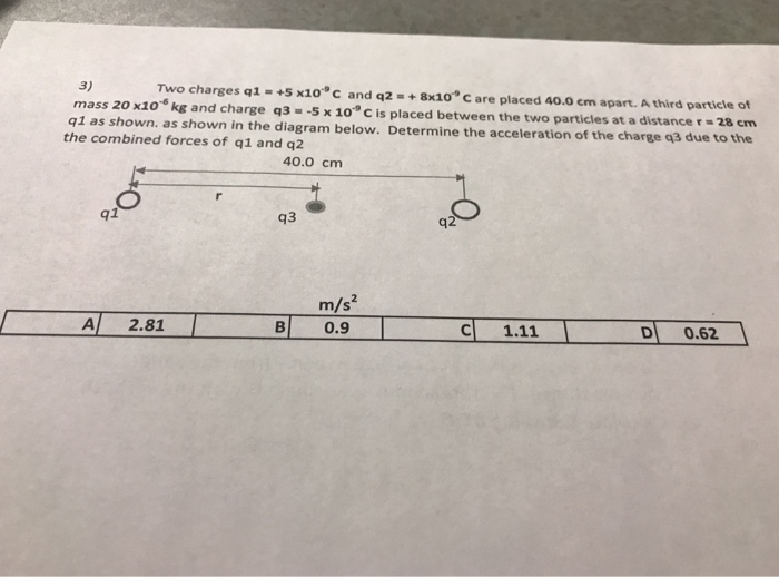Solved Two charges q1 = +5 x 10^-9 C and q2 = + 8x 10^-9 are | Chegg.com