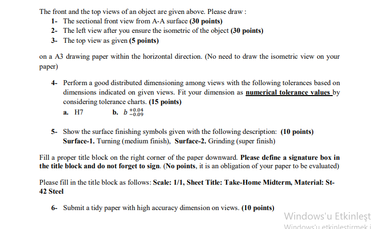 Solved The front and the top views of an object are given | Chegg.com