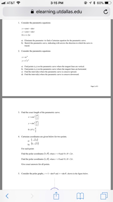 Solved AT&T 3:15 PM elearning.utdallas.edu I. Consider the | Chegg.com