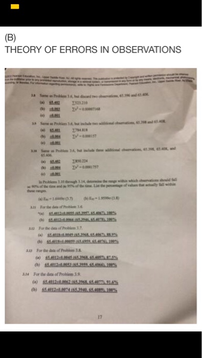 THEORY OF ERRORS IN OBSERVATIONS examples of each | Chegg.com