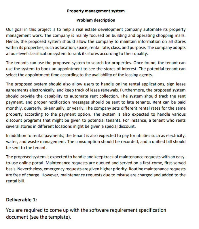 Solved Property management system Problem description Our | Chegg.com
