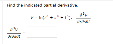 Solved Find the indicated partial derivative. | Chegg.com