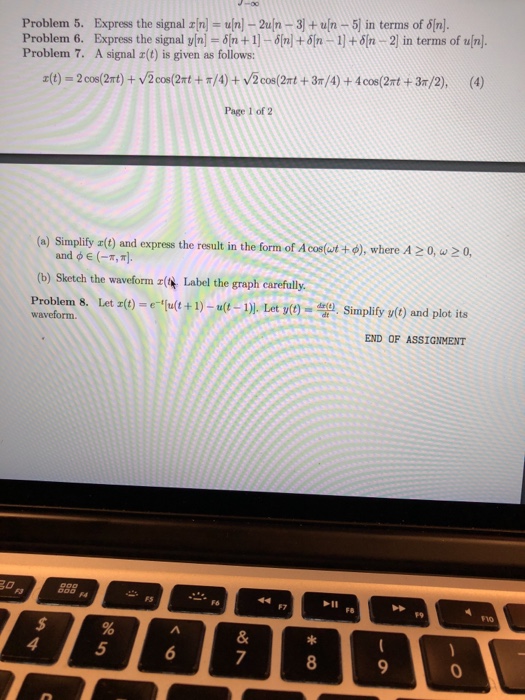 Solved Problem. 5. Express the signal z[n-uln]-2un-3] + | Chegg.com