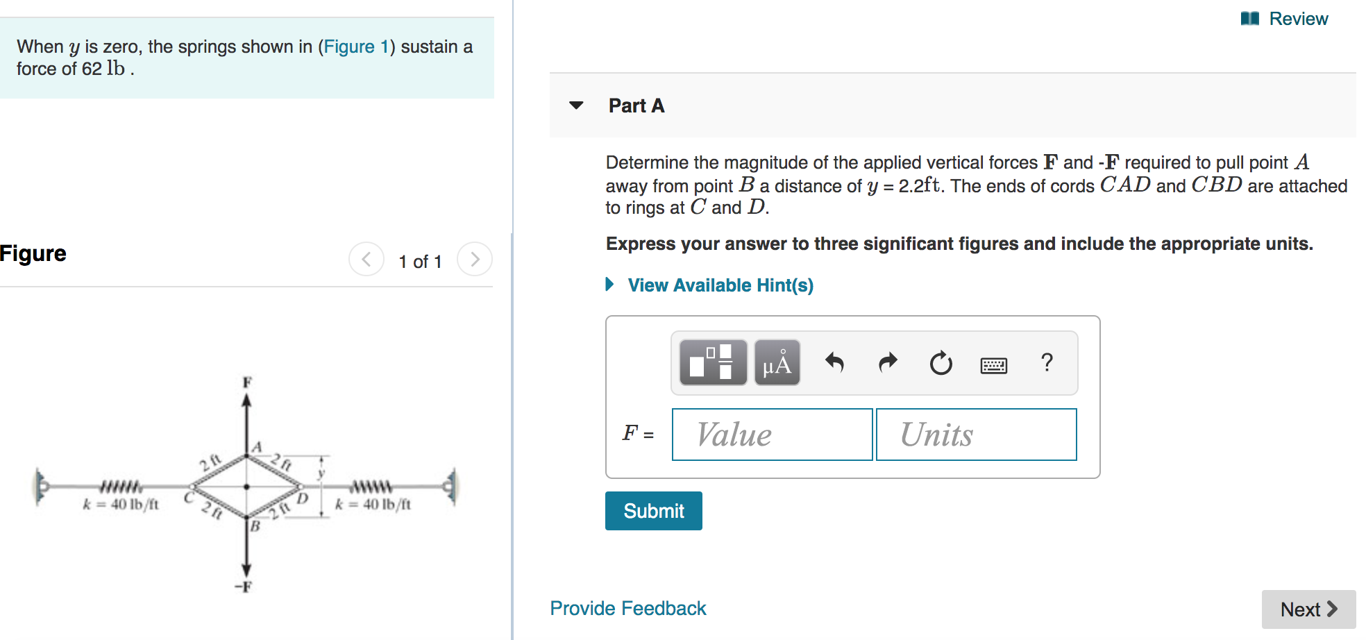 Solved Review When y is zero, the springs shown in (Figure | Chegg.com