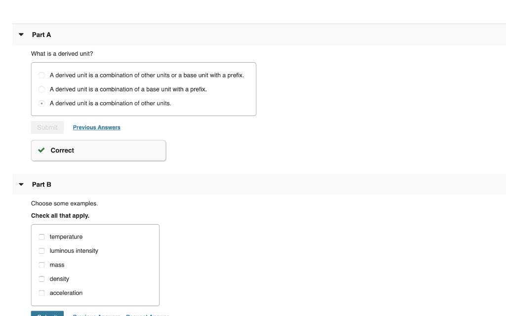 Solved Part A What is a derived unit? A derived unit is a | Chegg.com