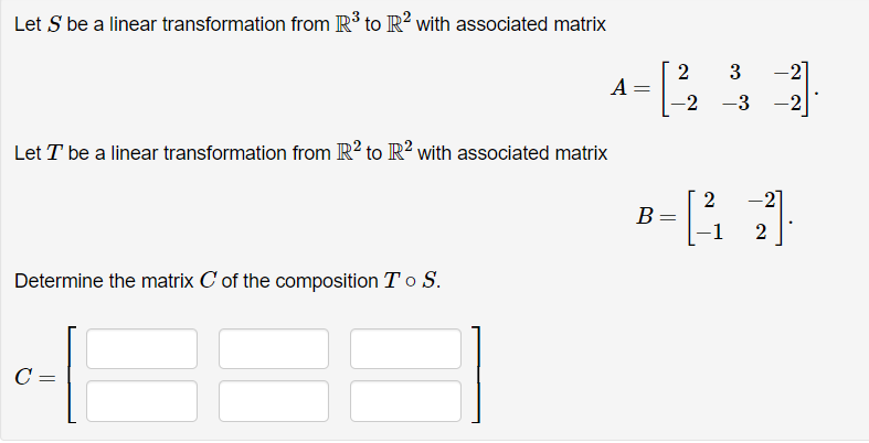 Solved Let S be a linear transformation from R3 to R2 with | Chegg.com