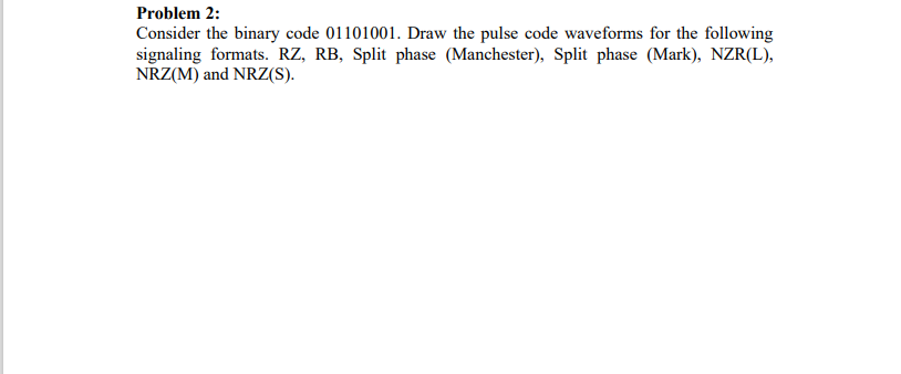 Solved Problem 2: Consider the binary code 01101001. Draw | Chegg.com