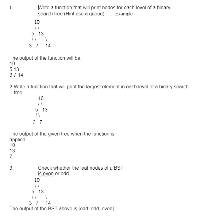 Solved 1. Write a function that will print nodes for each | Chegg.com