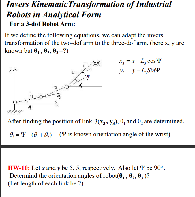 Invers KinematicTransformation of Industrial Robots | Chegg.com