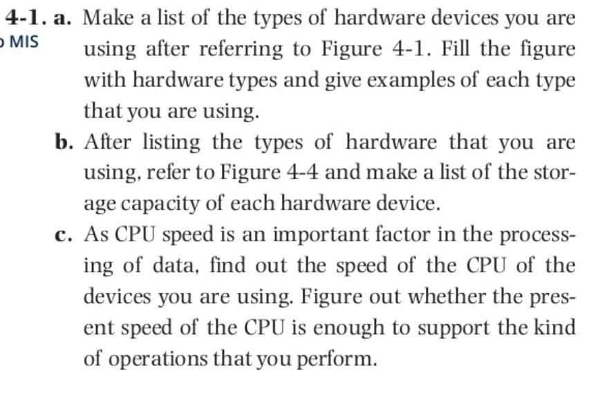 Solved 4-1. a. Make a list of the types of hardware devices | Chegg.com