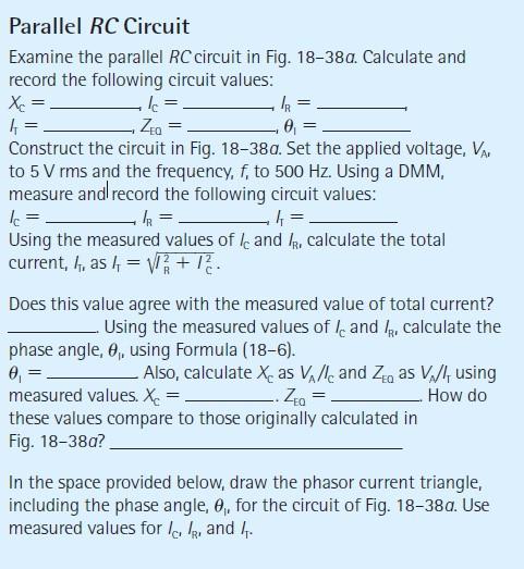 Solved Parallel RC Circuit Examine the parallel RC circuit | Chegg.com