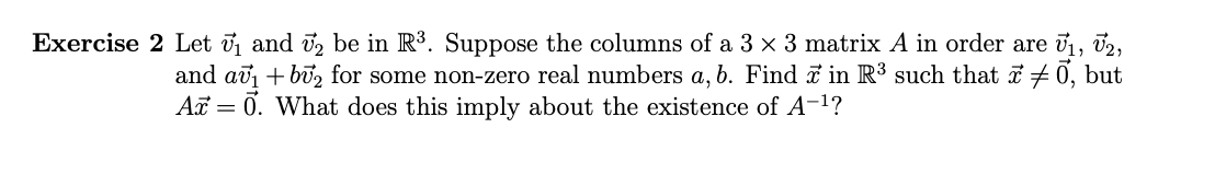 Solved Exercise 2 ﻿Let vec(v)1 ﻿and vec(v)2 ﻿be in R3. | Chegg.com