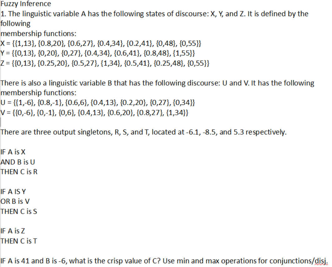 Solved Fuzzy InferenceThe linguistic variable A has the | Chegg.com