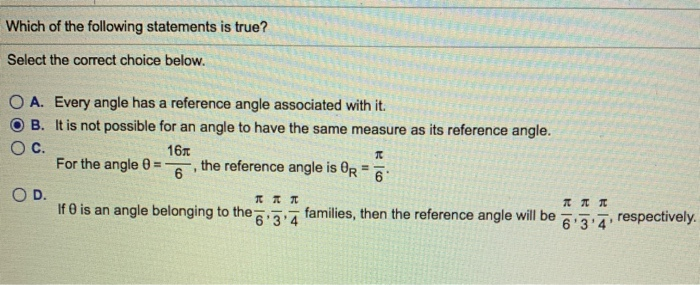 Solved Which of the following statements is true? Select the | Chegg.com