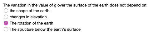 Solved The variation in the value of g over the surface of | Chegg.com
