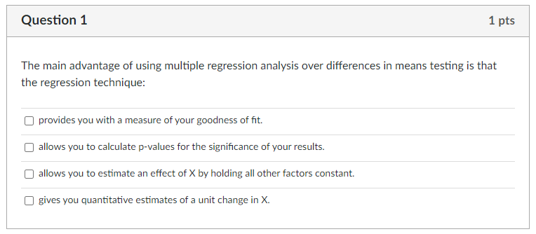 Solved The main advantage of using multiple regression | Chegg.com