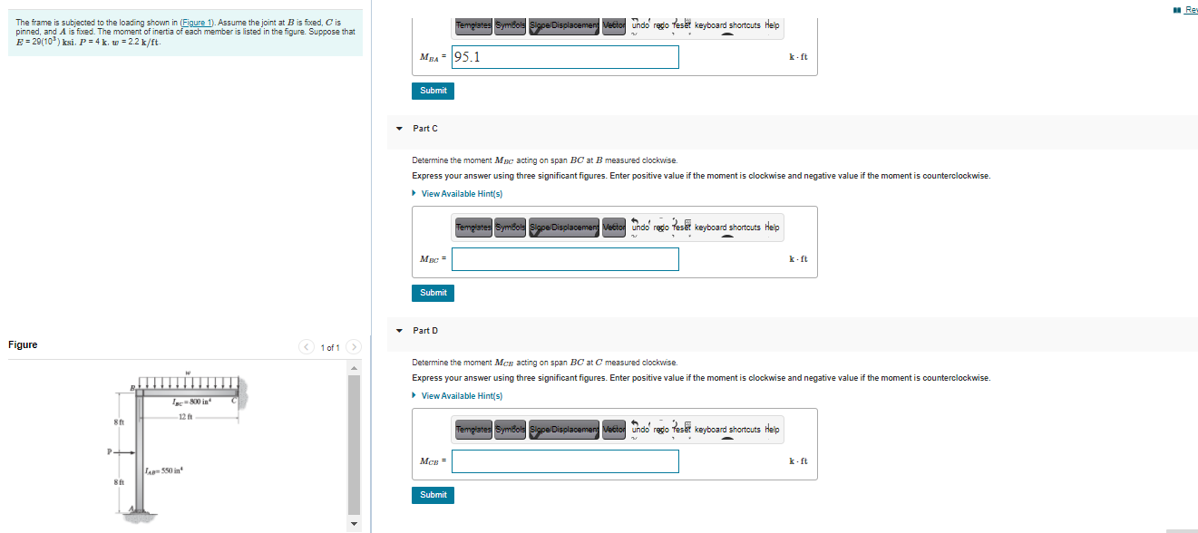 Solved The frame is subjected to the loading shown in | Chegg.com