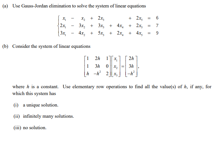 Gauss Jordan Elimination Equation