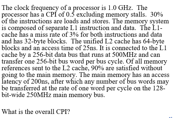 Solved The clock frequency of a processor is 1.0GHz. The | Chegg.com