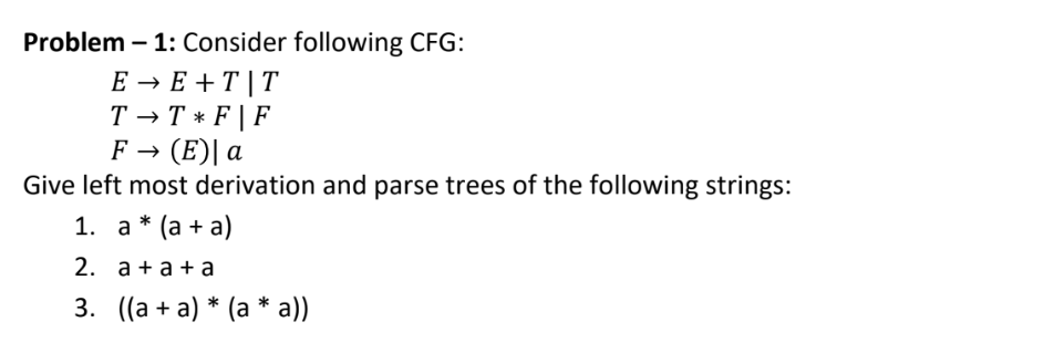 Solved Problem - 1: Consider following CFG: | Chegg.com Solved Problem - 1: Consider following CFG: | Chegg.com