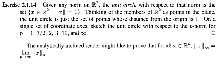 Solved Exercise 2.1.14 Given any norm on R2, the unit circle | Chegg.com