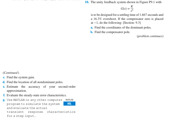 Solved 10. The unity feedback system shown in Figure P9.1 | Chegg.com