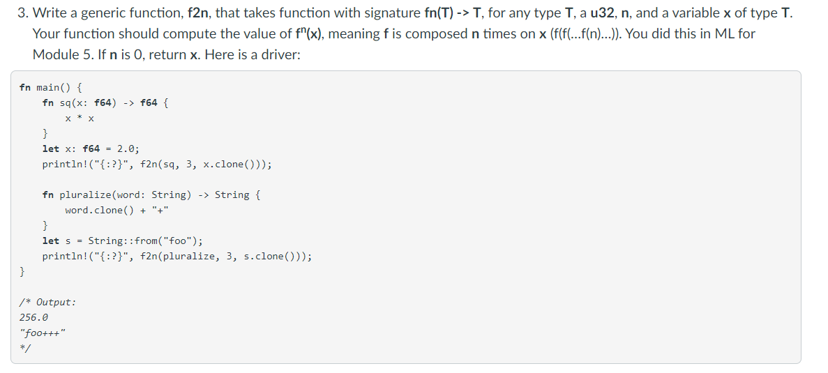 3 Write A Generic Function F2n That Takes Function 