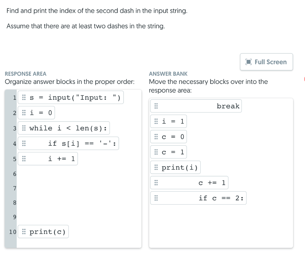 Solved Find and print the index of the second dash in the | Chegg.com