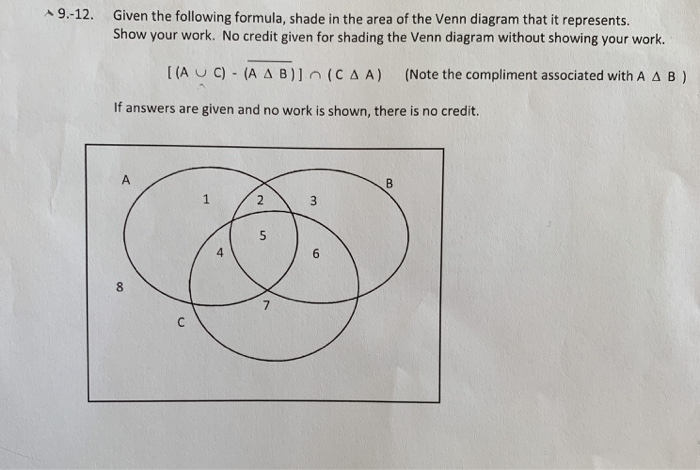 Solved 9.-12. Given the following formula, shade in the area | Chegg.com