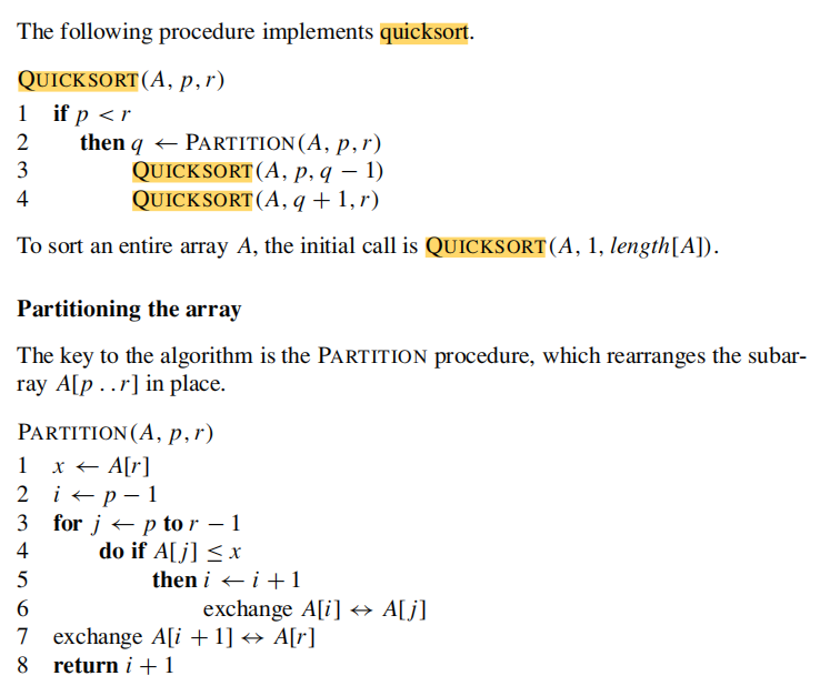 The following procedure implements quicksort. | Chegg.com
