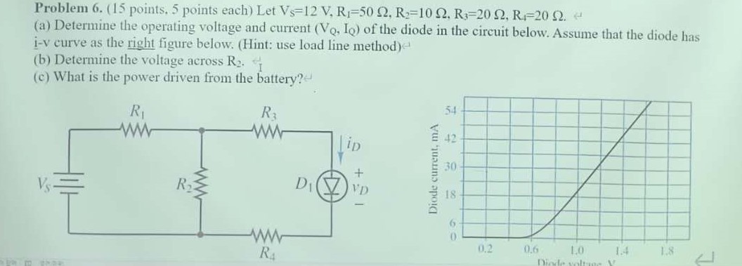 Solved Problem 6. ( 15 points, 5 points each) Let VS=12 | Chegg.com