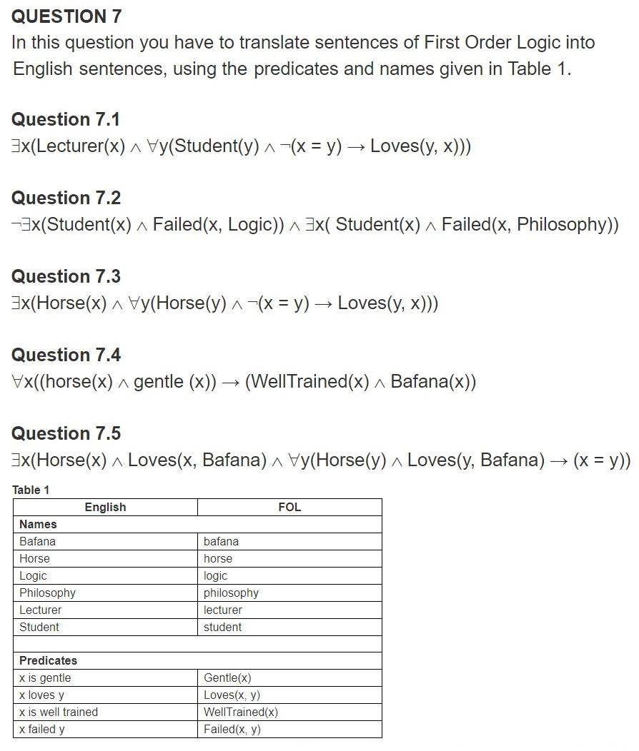 Solved QUESTION 7 In this question you have to translate | Chegg.com