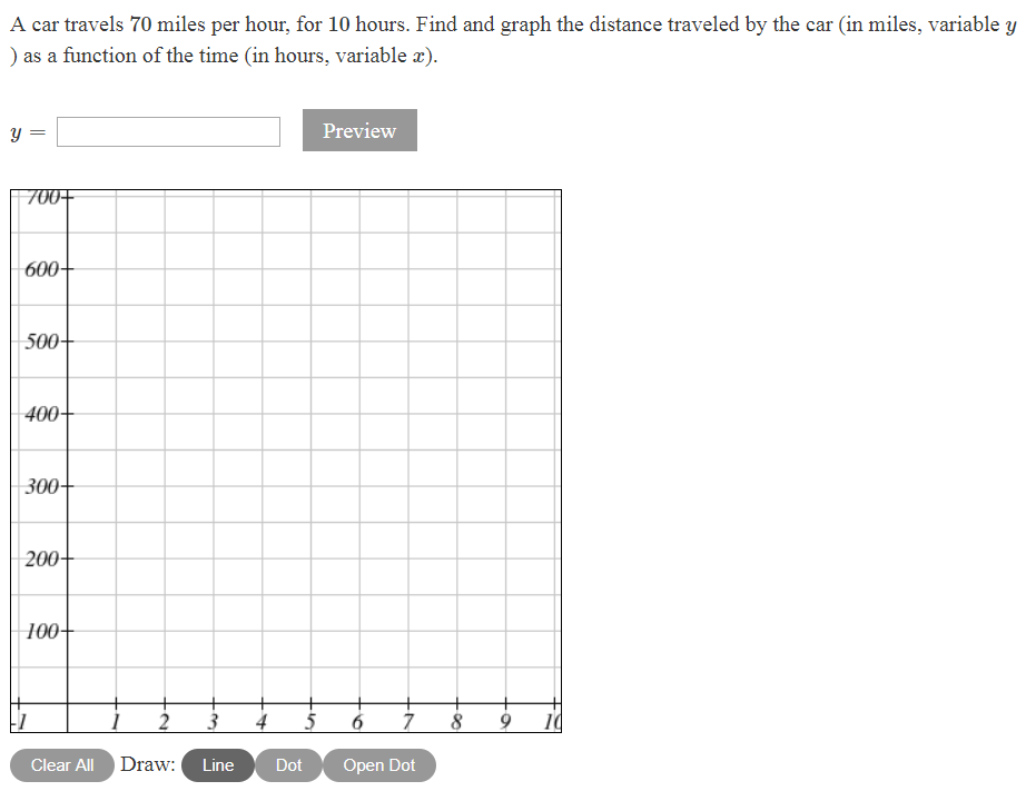 Solved A car travels 70 miles per hour, for 10 hours. Find | Chegg.com