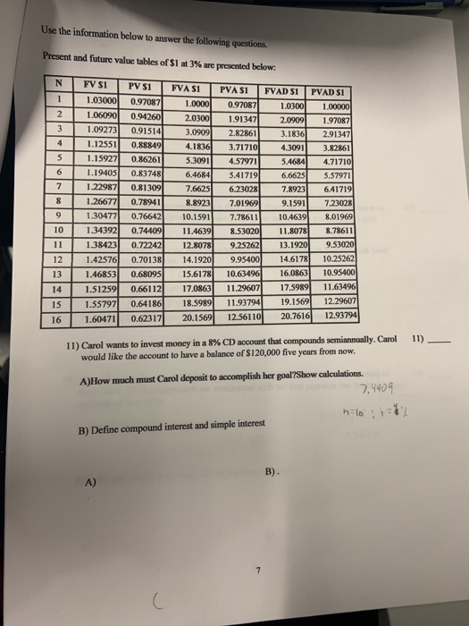 Solved Use the information below to answer the following | Chegg.com