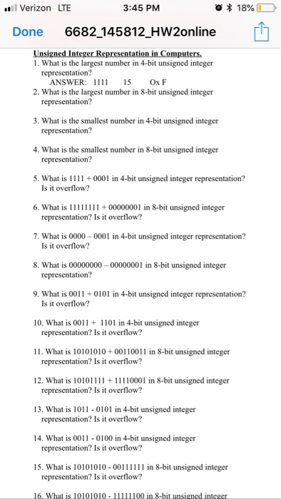 Solved Verizon LTE 3:45 PM 18260 Done 6682 145812_HW2online | Chegg.com