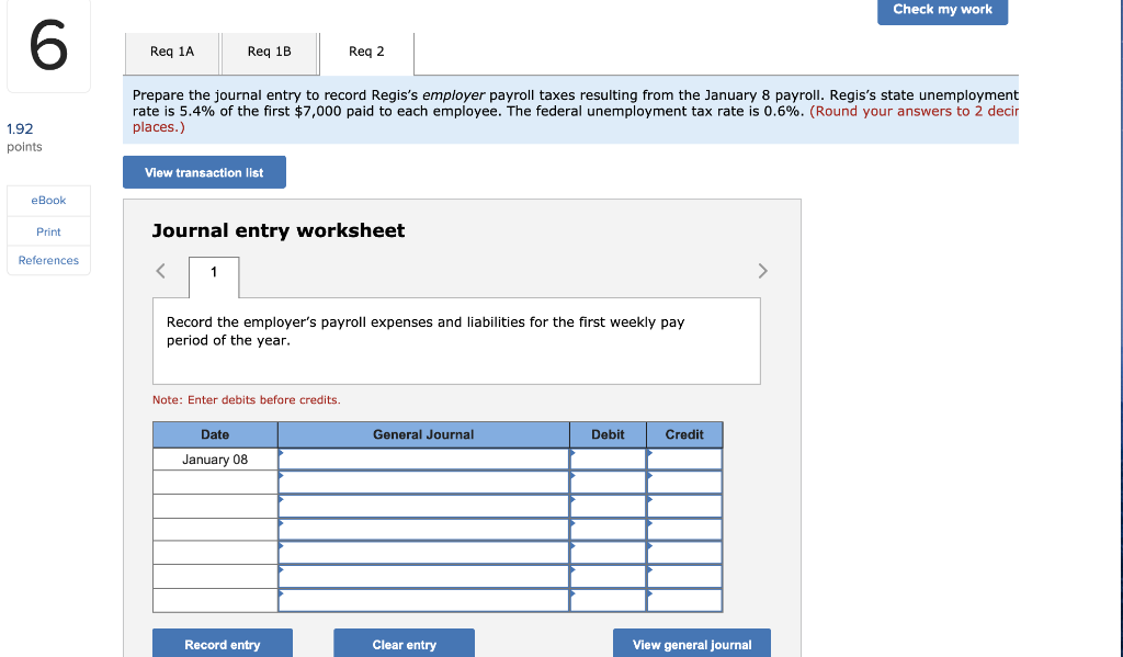 Solved Check my work 6 On January 8, the end of the first | Chegg.com