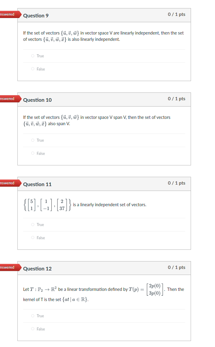 Solved If the set of vectors {u,v,w} in vector space V are | Chegg.com