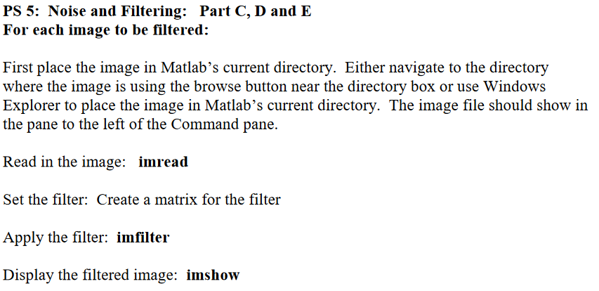 PARTC Use Matlab and apply the following filters to | Chegg.com