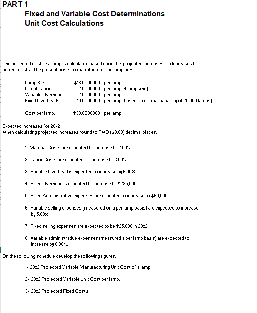 Solved PART 1 Fixed and Variable Cost Determinations Unit | Chegg.com