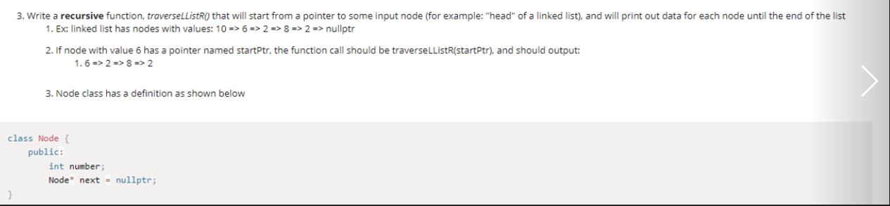 Solved 3. Write a recursive function, traverselListR0 that | Chegg.com
