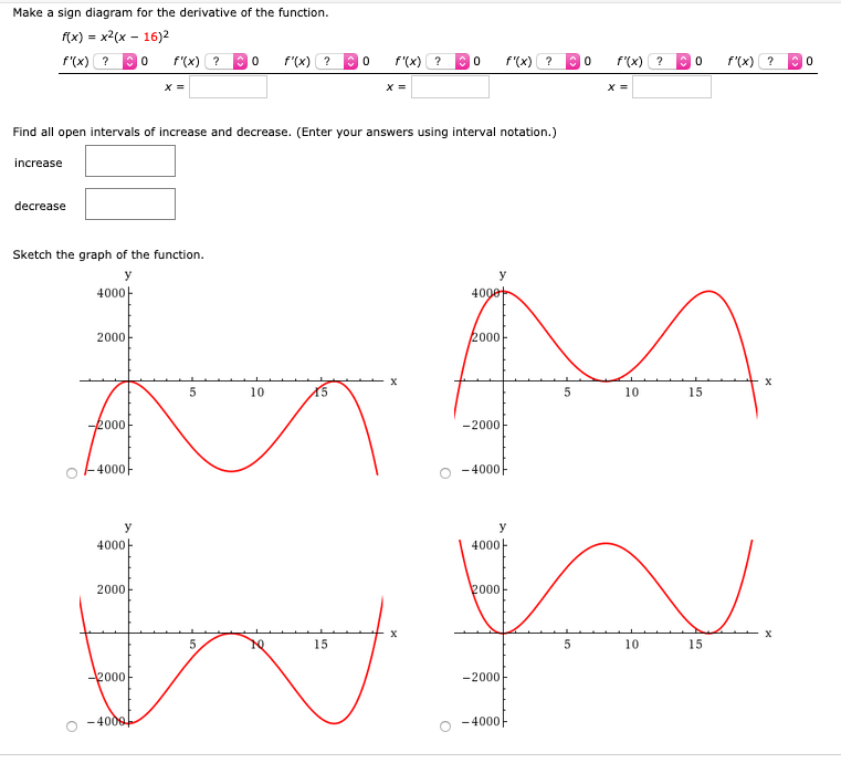 Solved Make a sign diagram for the derivative of the | Chegg.com