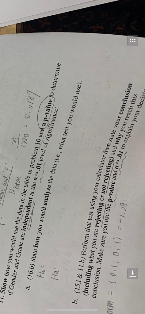 Solved 10. Data from a recent study of SMC Math 31 Students | Chegg.com