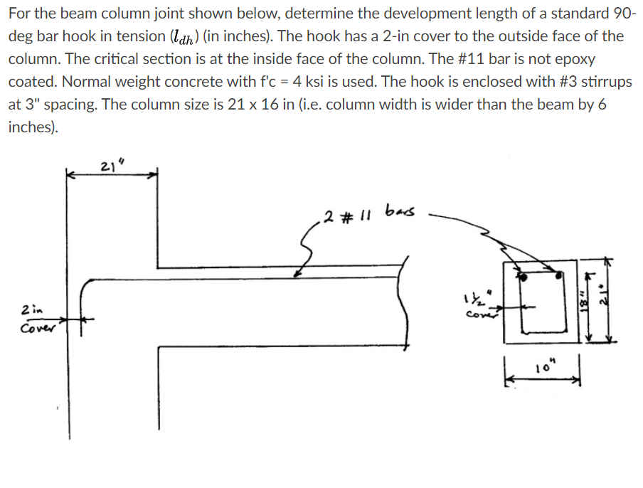 Solved For the beam column joint shown below, determine the | Chegg.com