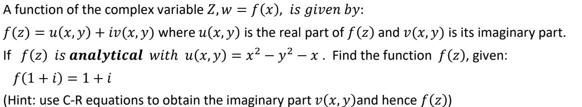 Solved A function of the complex variable Z,w = f(x), is | Chegg.com